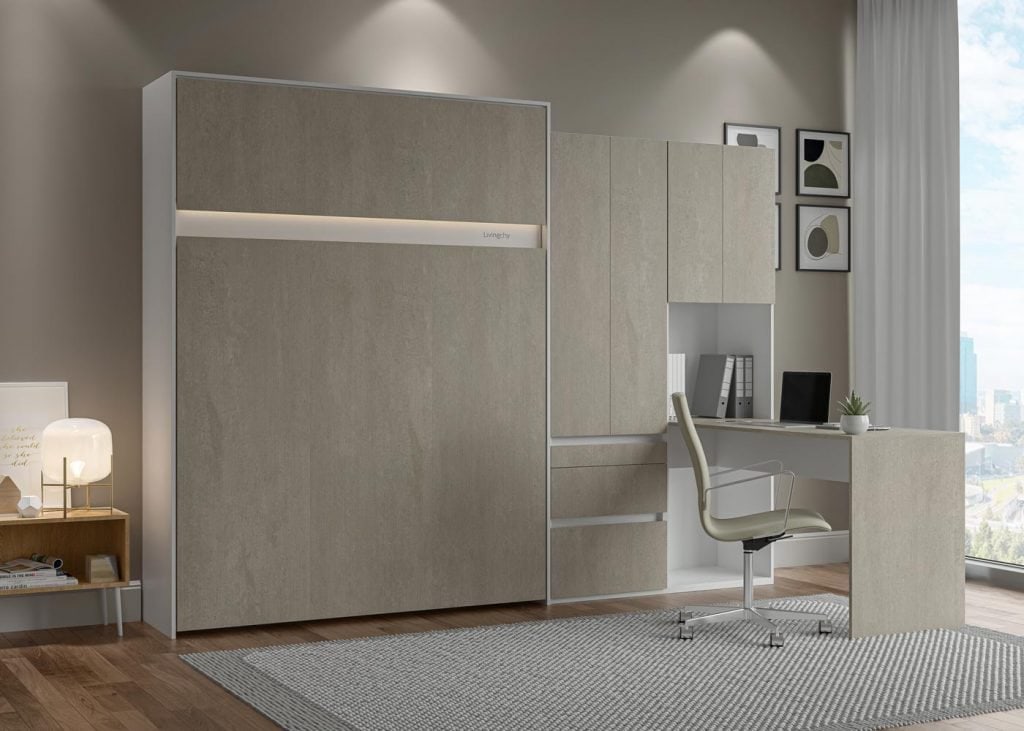 Efficient Multitask vertical Rock Solid Murphy Bed with desk